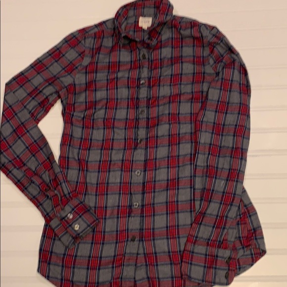 J. Crew | Tops | Jcrew Greyred Plaid Comfortable Flannel Xxs | Poshmark